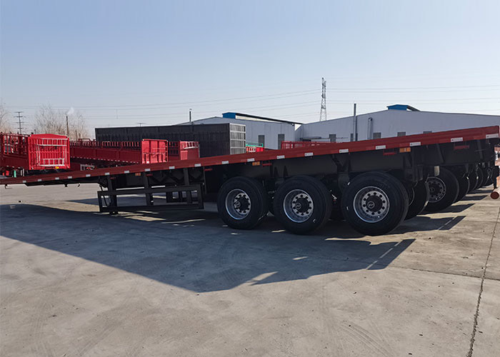 3 Axles 40FT Container Transport Platform Flatbed Semi Trailer Truck